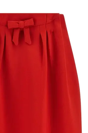 Prada Pleated Bow Midi Skirt