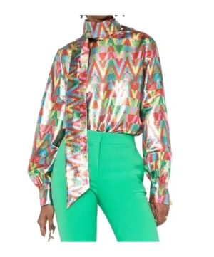 Valentino Garavani Printed Bow Neck Blouse
