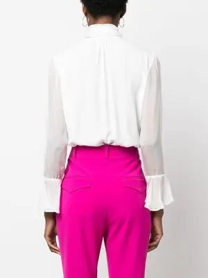 Pinko Long-sleeve V-neck Bodysuit With Ruffled Cuffs
