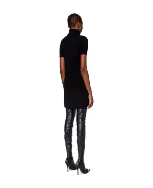 DIESEL® Short Sleeve High Neck Sweater Dress With Logo Detail