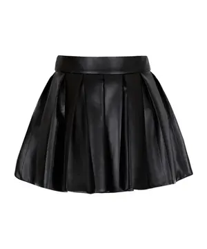 Balmain Pleated Faux Leather Skirt