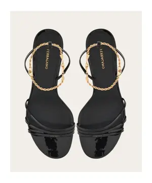 FERRAGAMO Cable-link Chain Open-toe Sandals - Black