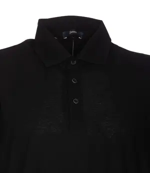 Herno Button Detailed Short-sleeved Polo Shirt - Black