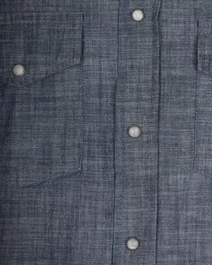 Eleventy Jewel Button Denim Shirt - Gray