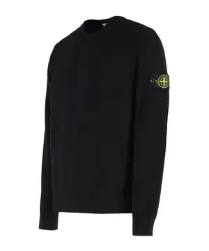 Stone Island Logo Patch Crewneck Jumper - Black