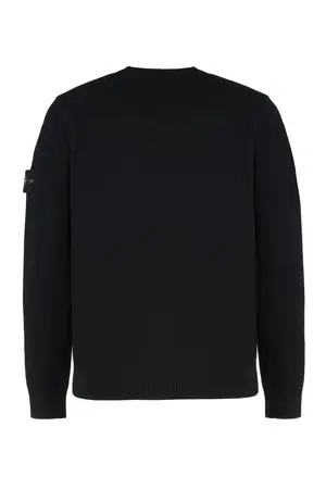 Stone Island Logo Patch Crewneck Jumper - Black