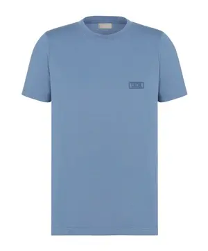 Dior Logo Embroidered Crewneck T-shirt - Blue