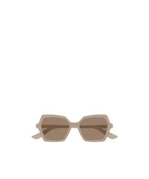 Alexander McQueen Geometric Frame Sunglasses - Beige