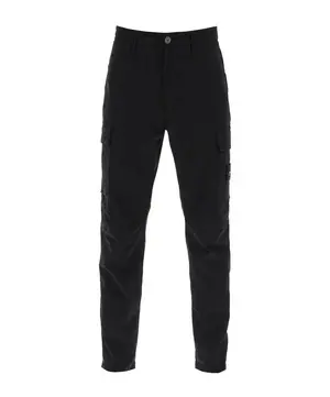 Stone Island Work Casual Pants With Logo Badge