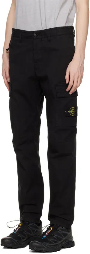 Stone Island Work Casual Pants With Logo Badge