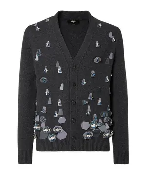 Fendi Embellished V-neck Cardigan