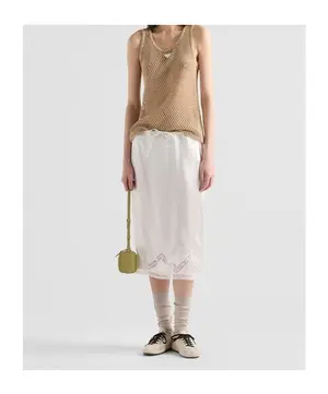 Prada Open-knit Tank Top With Enamel Triangle Logo - Rope