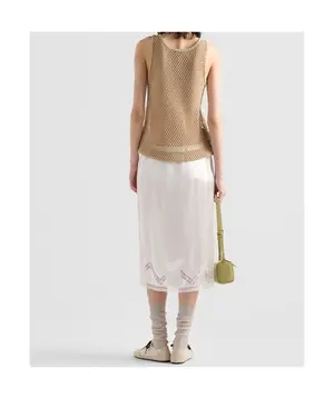 Prada Open-knit Tank Top With Enamel Triangle Logo - Rope