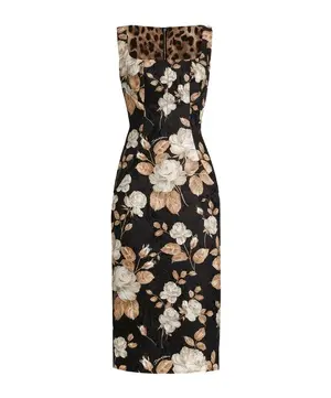 Dolce & Gabbana Floral Square Neck Midi Dress - No