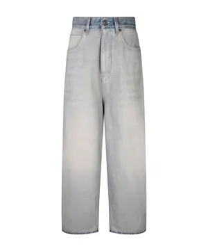 Balenciaga Logo Patch Oversized Jeans - Gray