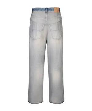 Balenciaga Logo Patch Oversized Jeans - Gray