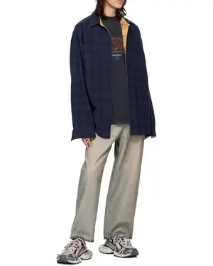 Balenciaga Logo Patch Oversized Jeans - Gray