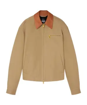 Versace Zip-up Jacket With Pointed Collar - Light Brown