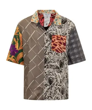 MARINE SERRE Patchwork Bowling Shirt