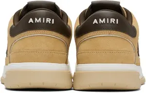 Amiri Suede And Leather Perforated Lace-up Sneakers - Tan