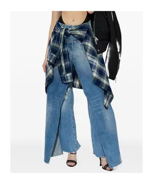 Dsquared2 Sash Detailed Frayed Wide-leg Jeans