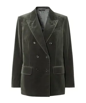 TOM FORD Tom Ford Double-Breasted Velvet Jacket Gray