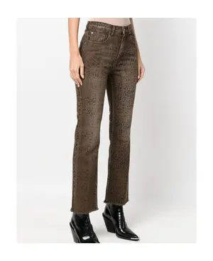 GOLDEN GOOSE Leopard Printed Flare Jeans
