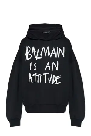 Balmain Long-sleeved Cotton Hoodie - Black
