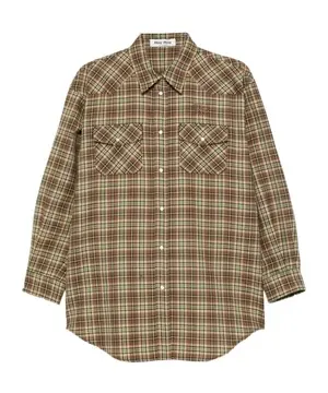 Miu Miu Plaid Long Sleeve Shirt