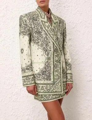 Zimmermann Long-sleeved Double-breasted Printed Jacket