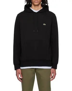 Lacoste Embroidered Logo Drawstring Hoodie - Black