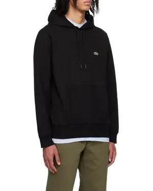 Lacoste Embroidered Logo Drawstring Hoodie - Black