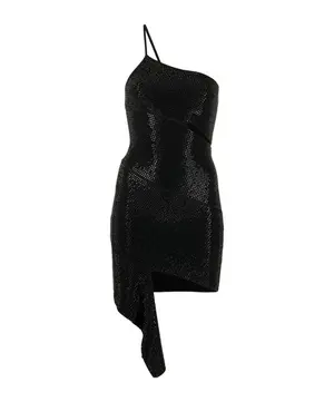 ANDREĀDAMO Embellished One-shoulder Mini Dress