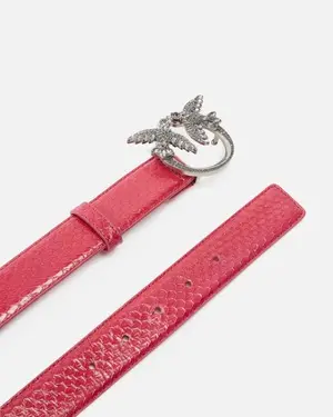Pinko Galleria 3-cm Belt In Glossy Python Skin - Multicolor