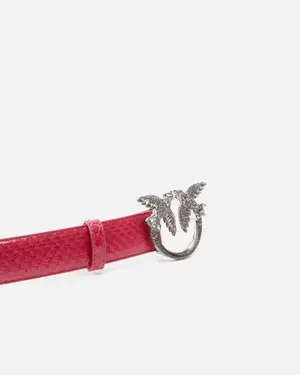 Pinko Galleria 3-cm Belt In Glossy Python Skin - Multicolor