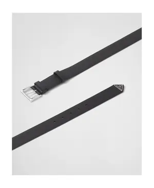 Prada Saffiano Leather Belt With Buckle Fastening - Black