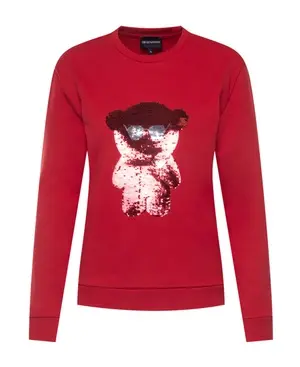Emporio Armani Sequined Teddy Bear Sweatshirt - Red