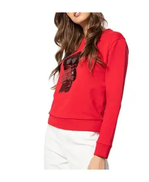 Emporio Armani Sequined Teddy Bear Sweatshirt - Red