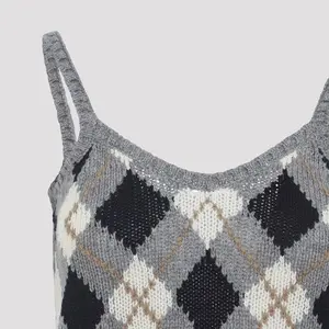 Prada Check-pattern Knitted Tank Top