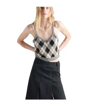Prada Check-pattern Knitted Tank Top - No