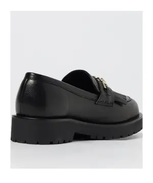TWINSET Leather Tassel Loafers With Chain Embellishment