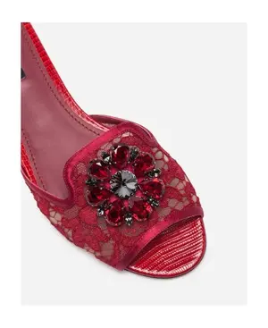 Dolce & Gabbana Bianca Lace Embellished Sandals - Multicolor