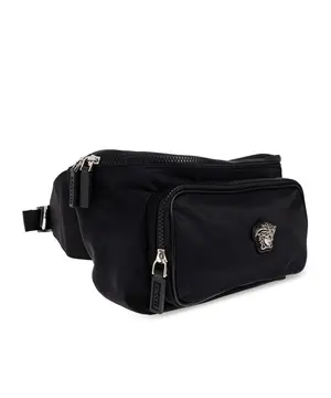 Versace Medusa Head Plaque Zipped Waist Bag - Black