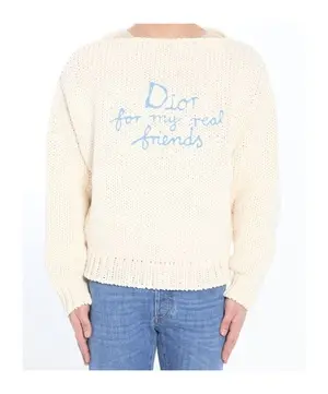 Dior For My Real Friends" Long-sleeve Knit Sweater
