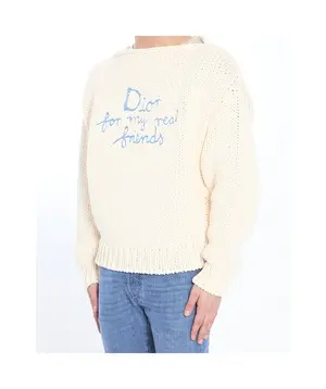 Dior For My Real Friends" Long-sleeve Knit Sweater