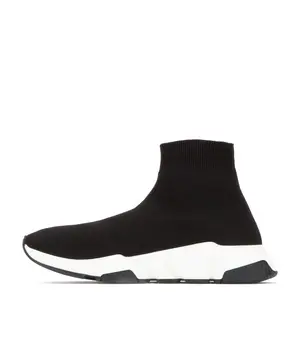 Balenciaga Speed Logo Print Stretch-knit High-top Sneakers - Black