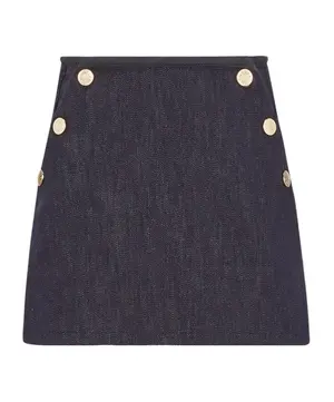 Moncler Logo Patch Mini Denim Skirt - Black
