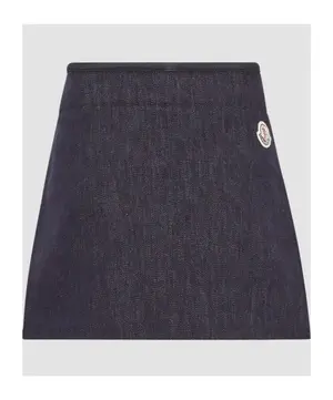 Moncler Logo Patch Mini Denim Skirt