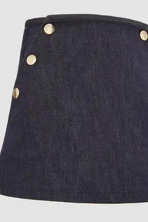 Moncler Logo Patch Mini Denim Skirt