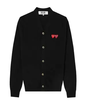 Play Comme Des Garcon Heart-patch Wool Cardigan - Black
